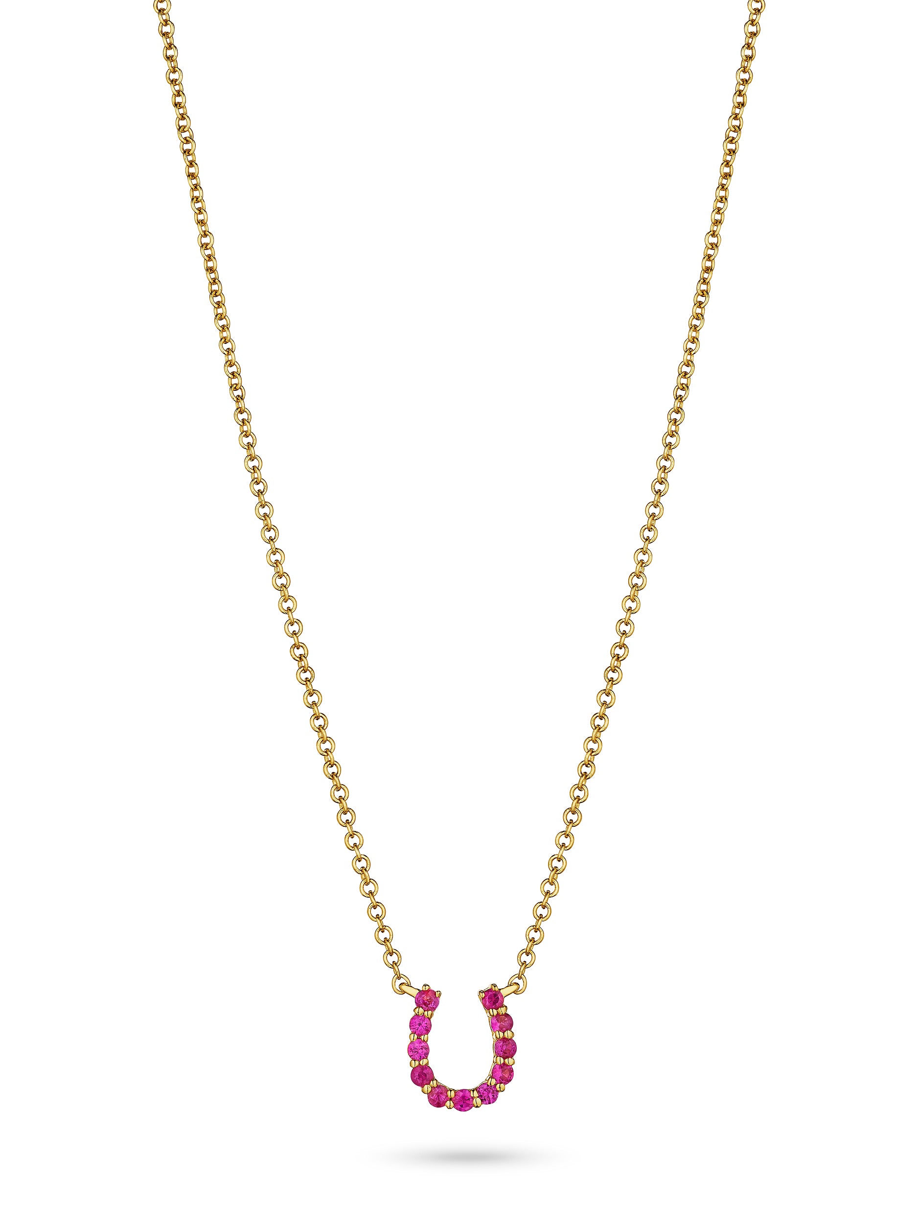 Mini Ruby Horseshoe Necklace
